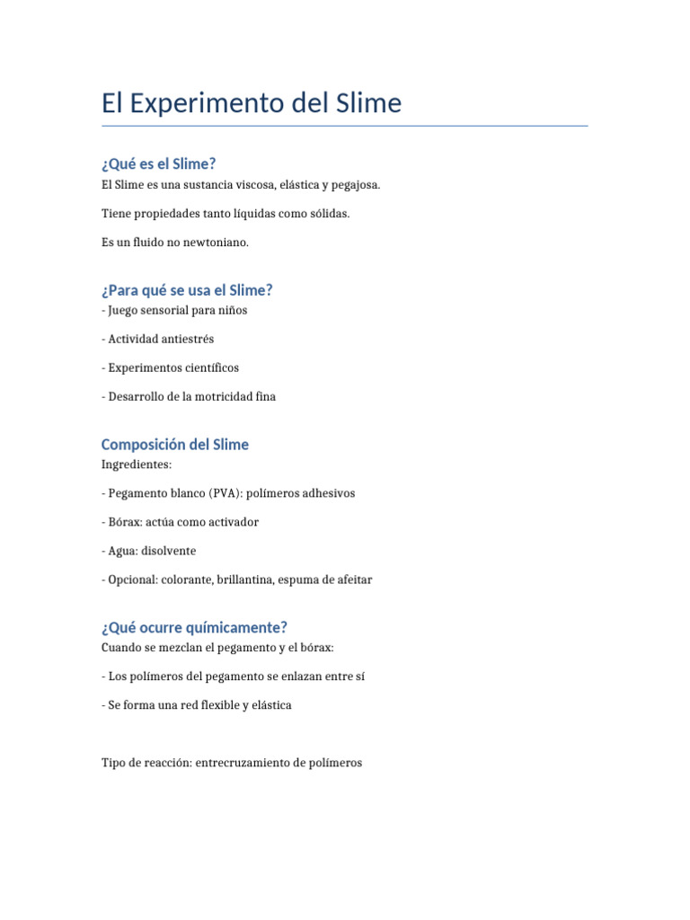 Experimento Slime | PDF