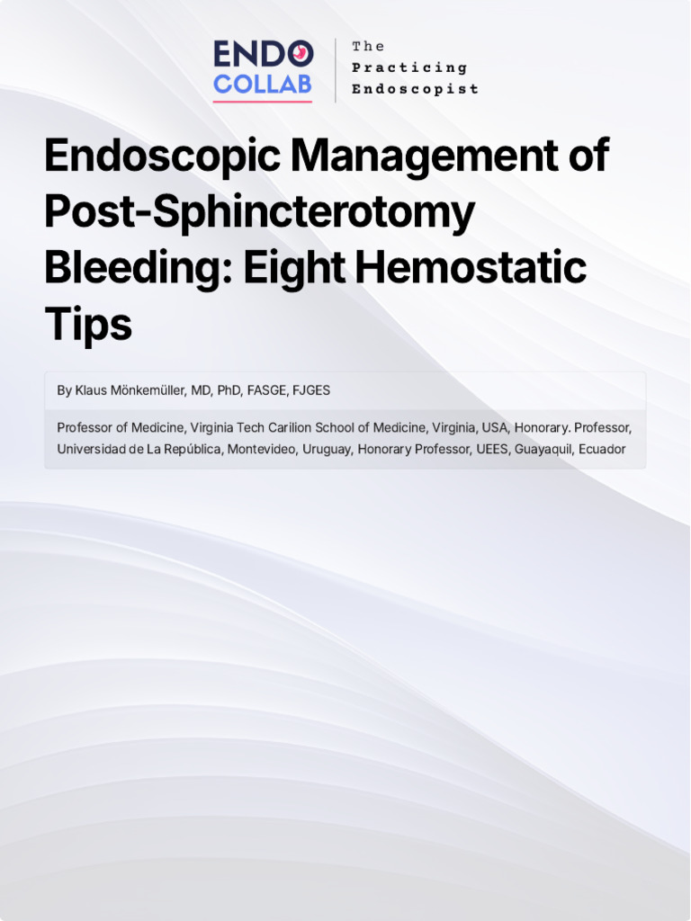 Hemostatic Techniques for Sphincterotomy Bleeding | PDF ...