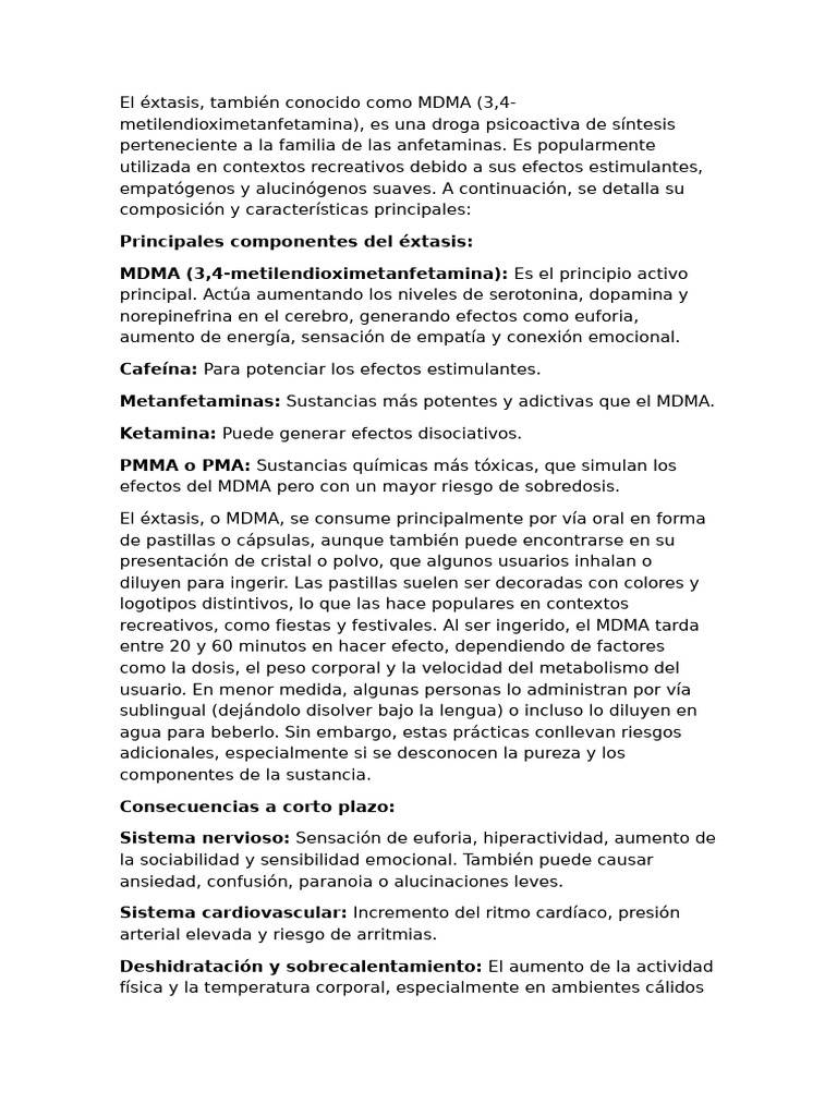 El Éxtasis | PDF | Mdma | Medicina CLINICA