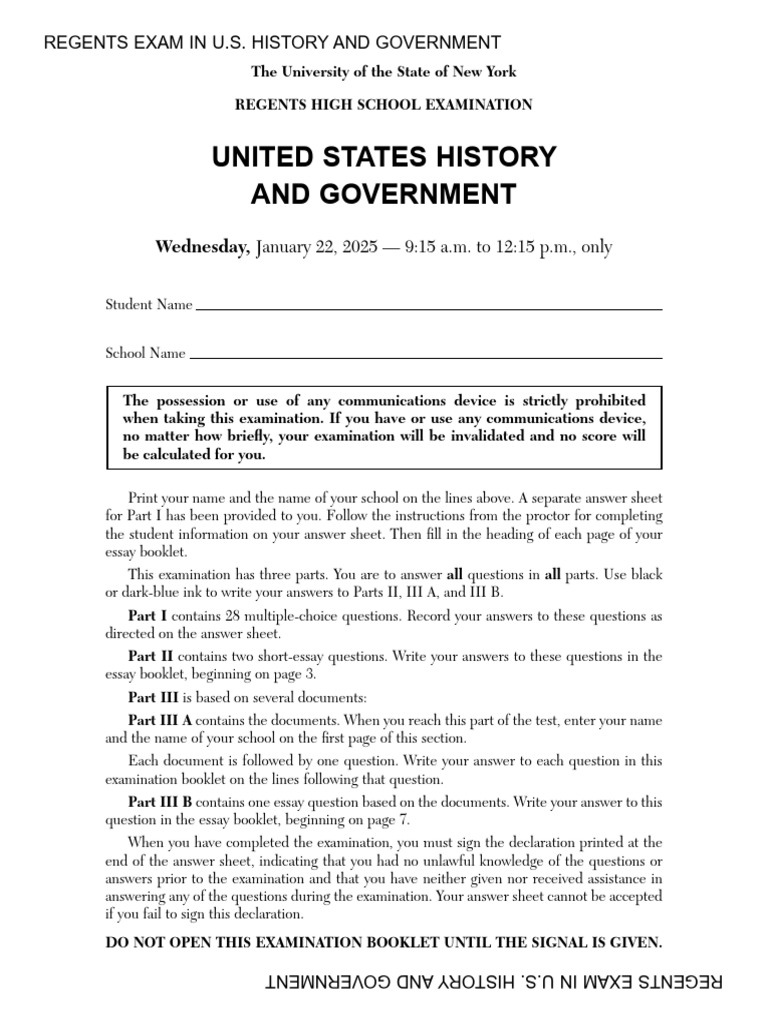 US History Regents Exam Overview | PDF | Abraham Lincoln | Union ...