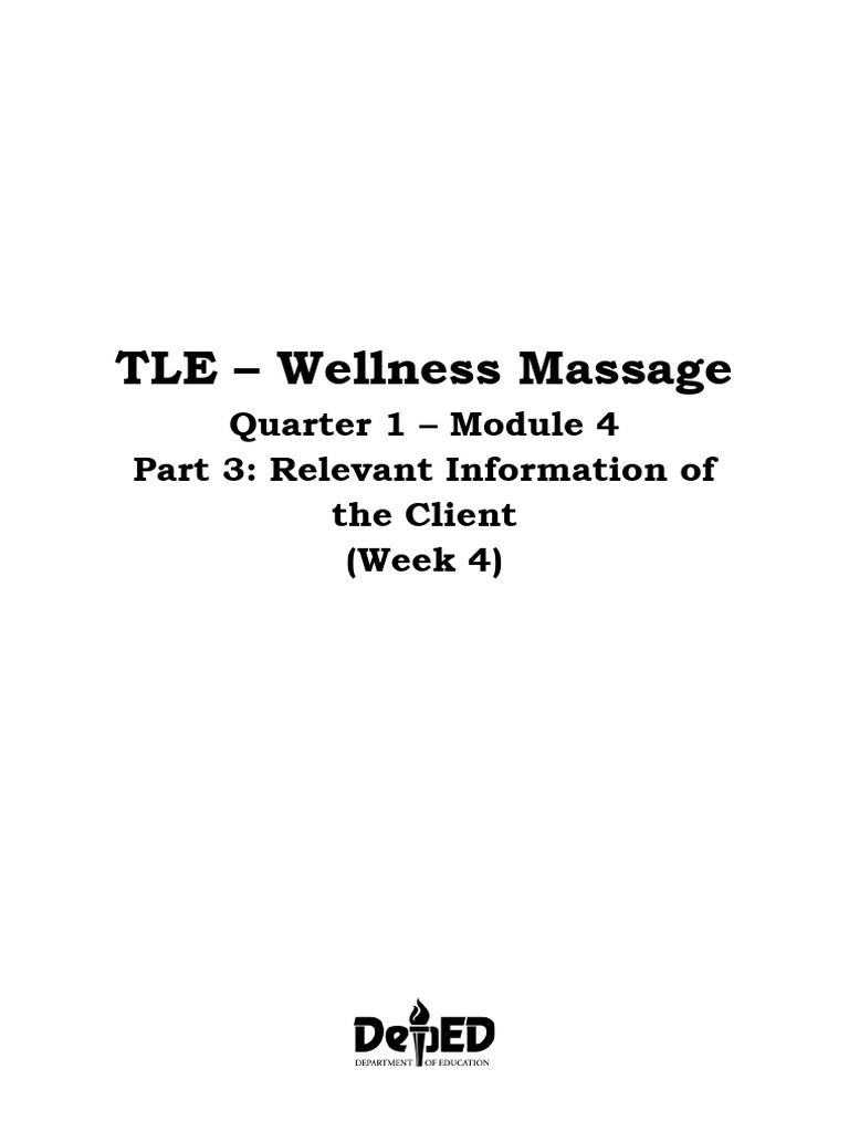 TLE WellnessMassage10 Q1M4Week4 OK | PDF | Massage | Information