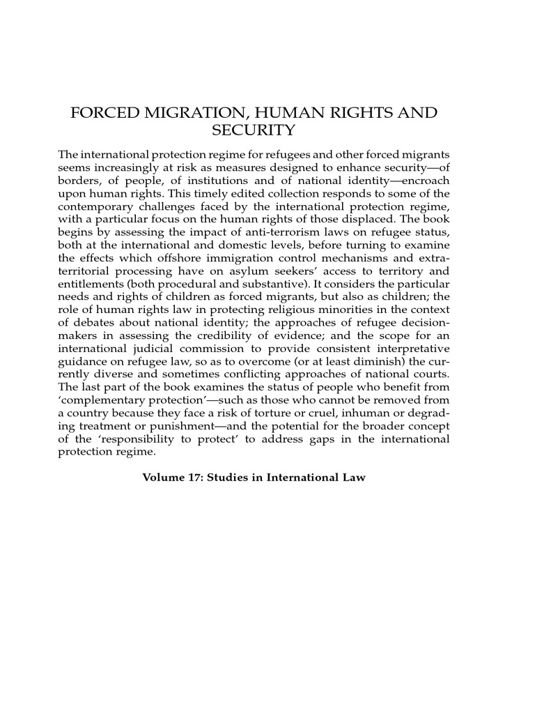 Forced Migration, Human Rights and | PDF | European Convention On Human Rights | Refugee