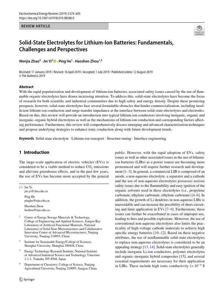 Solid State Elctrolyte | PDF | Lithium Ion Battery | Salt (Chemistry)