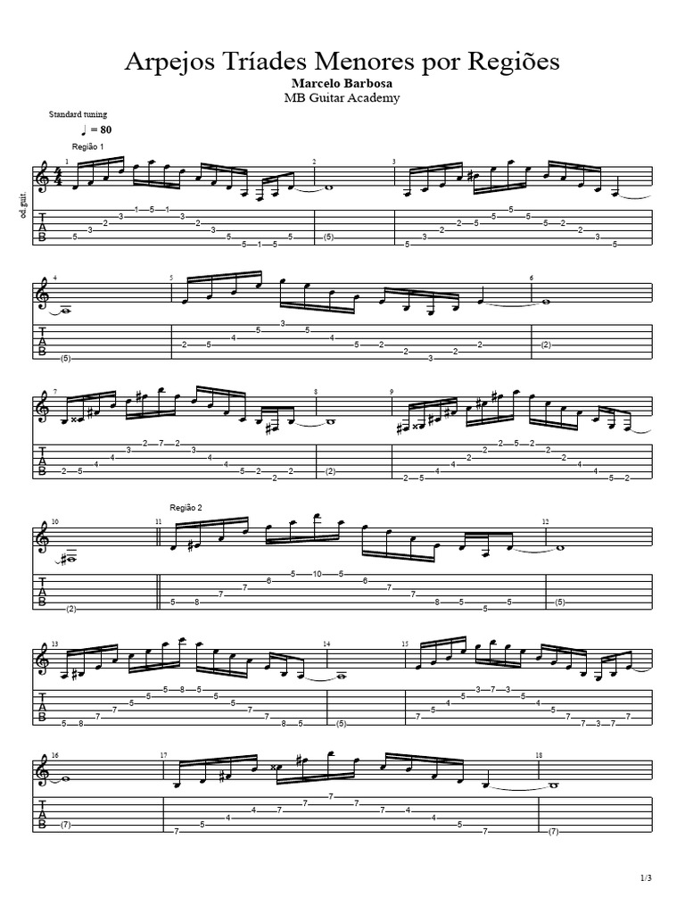 Arpejos Triades Menores Por Regioes | PDF