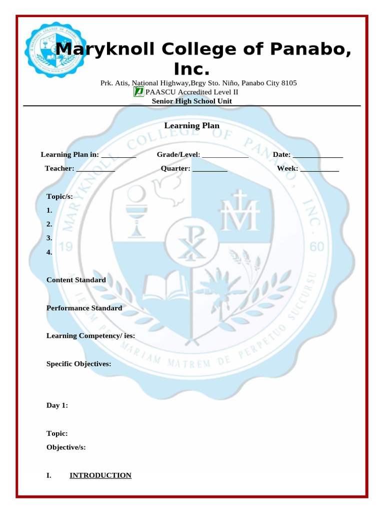 GRADE-11_LEARNING-PLAN-TEMPLATE | PDF | Cognitive Science | Education ...