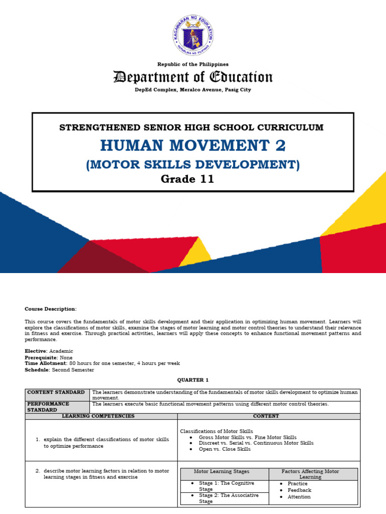 Motor Skills Development in Human Movement | PDF | Brain | Learning
