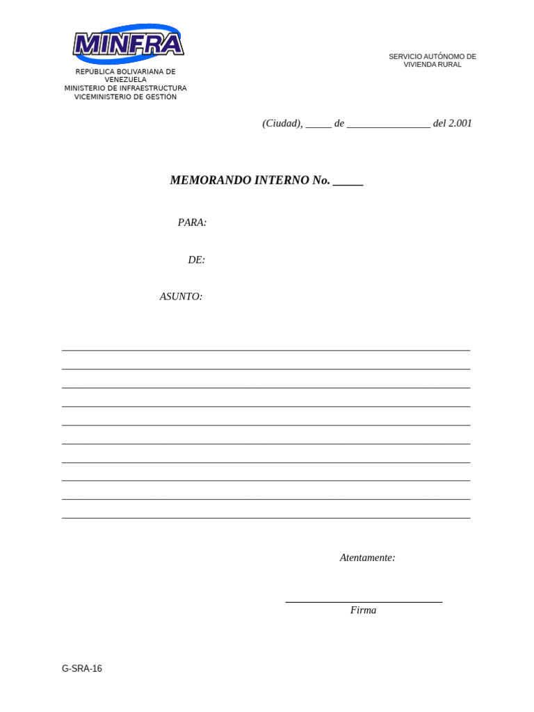 G SRA 16 Memorando Interno | PDF