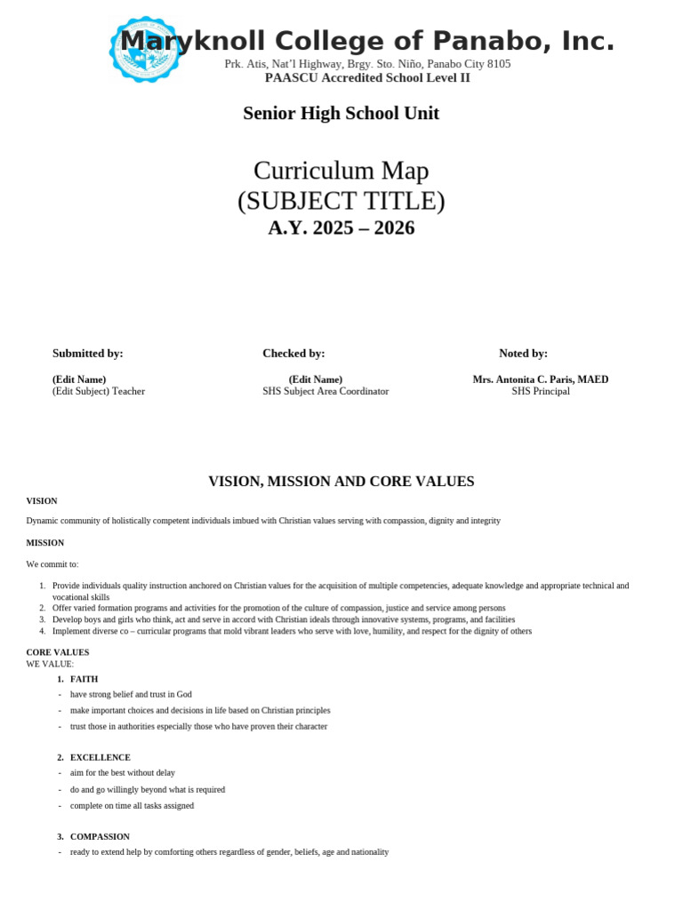 Curriculum Map Template | PDF | Curriculum | Learning