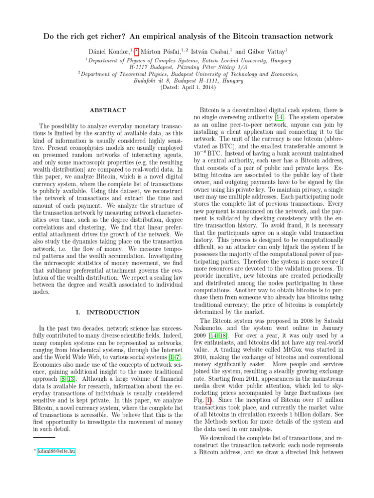 Bitcoin Transaction Network Analysis | PDF | Bitcoin | Power Law