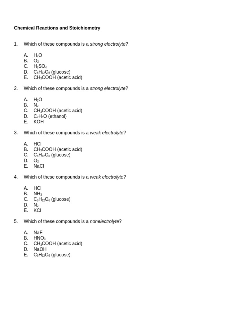 Chemical Reactions and Stoichiometry Chemical Reactions and ...