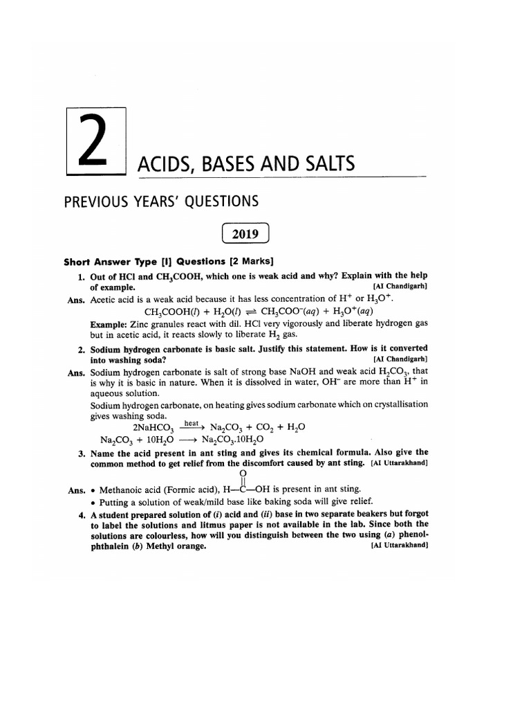 PYQ - Ch2 Acids Bases and Salts | PDF