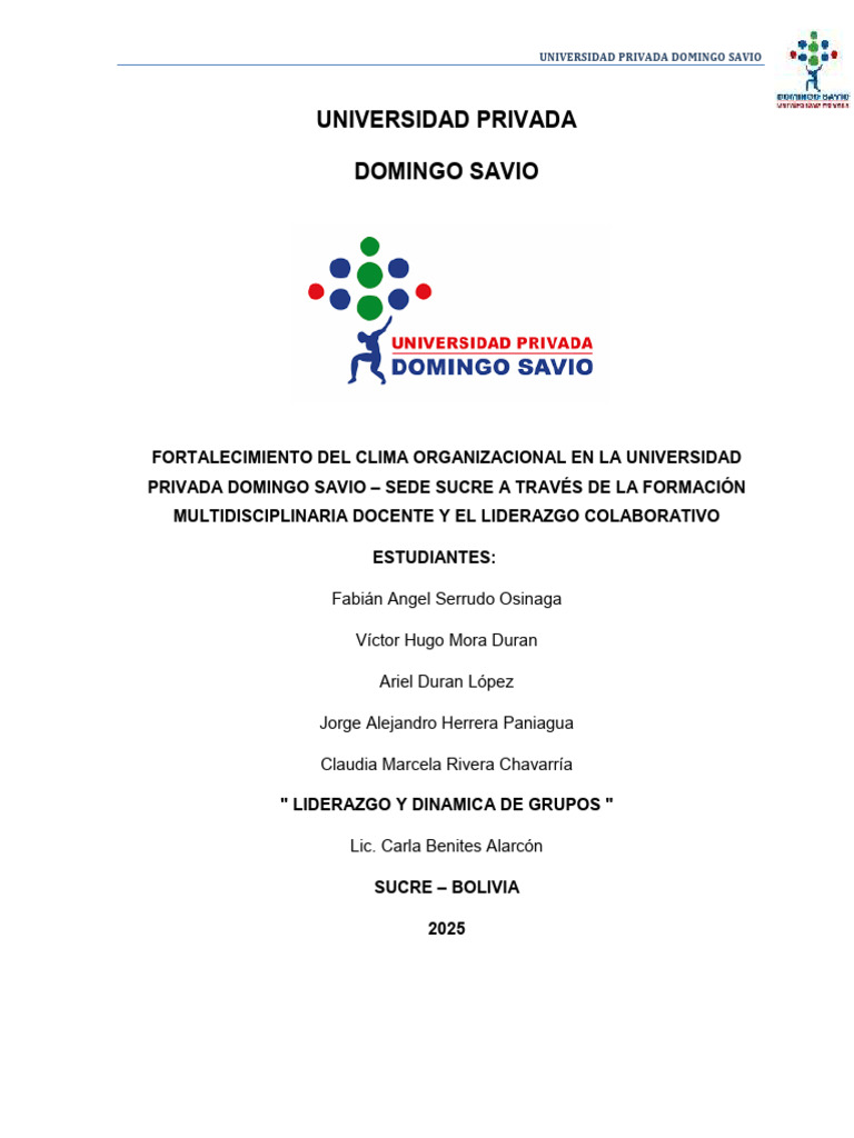 Proyecto Socio Liderazgo y Dinamica de Grupos Ultimo | PDF | Liderazgo | Maestros