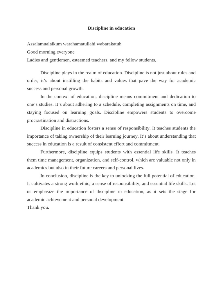 Discipline in Education | PDF