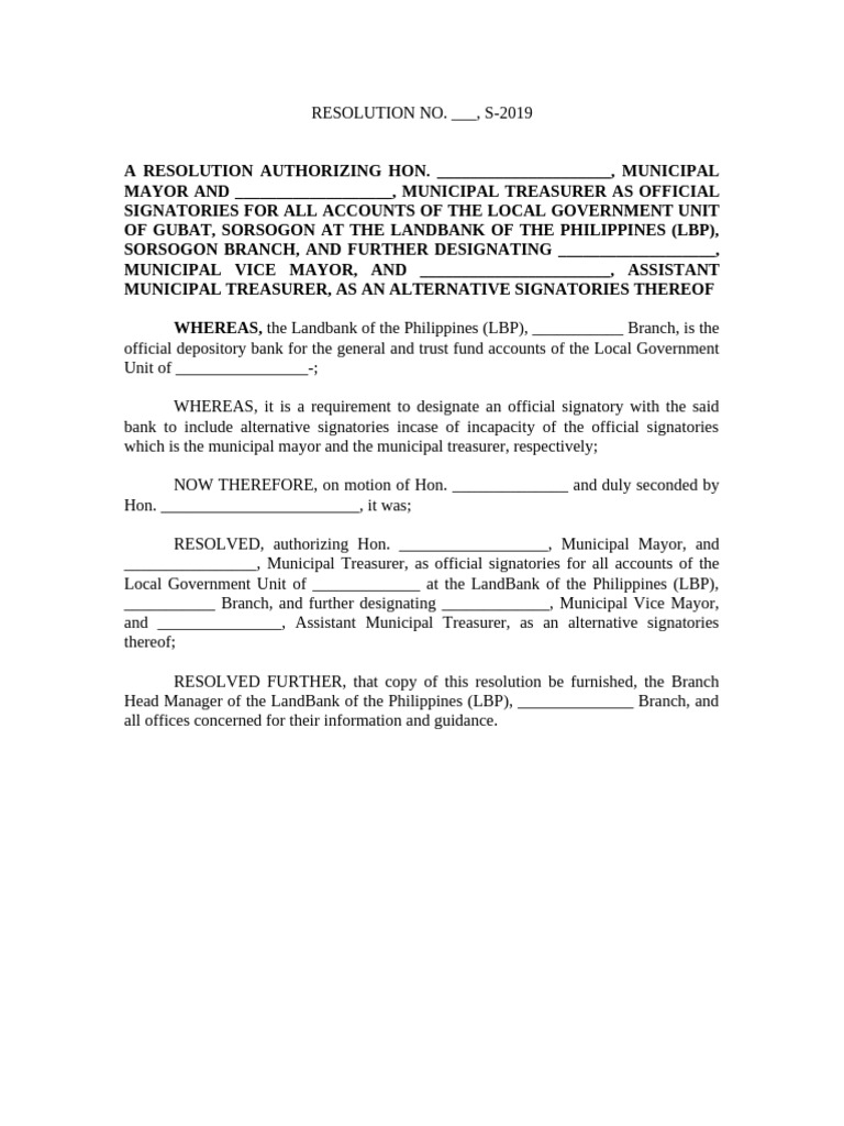 Draft For Updating Bank Signatories | PDF