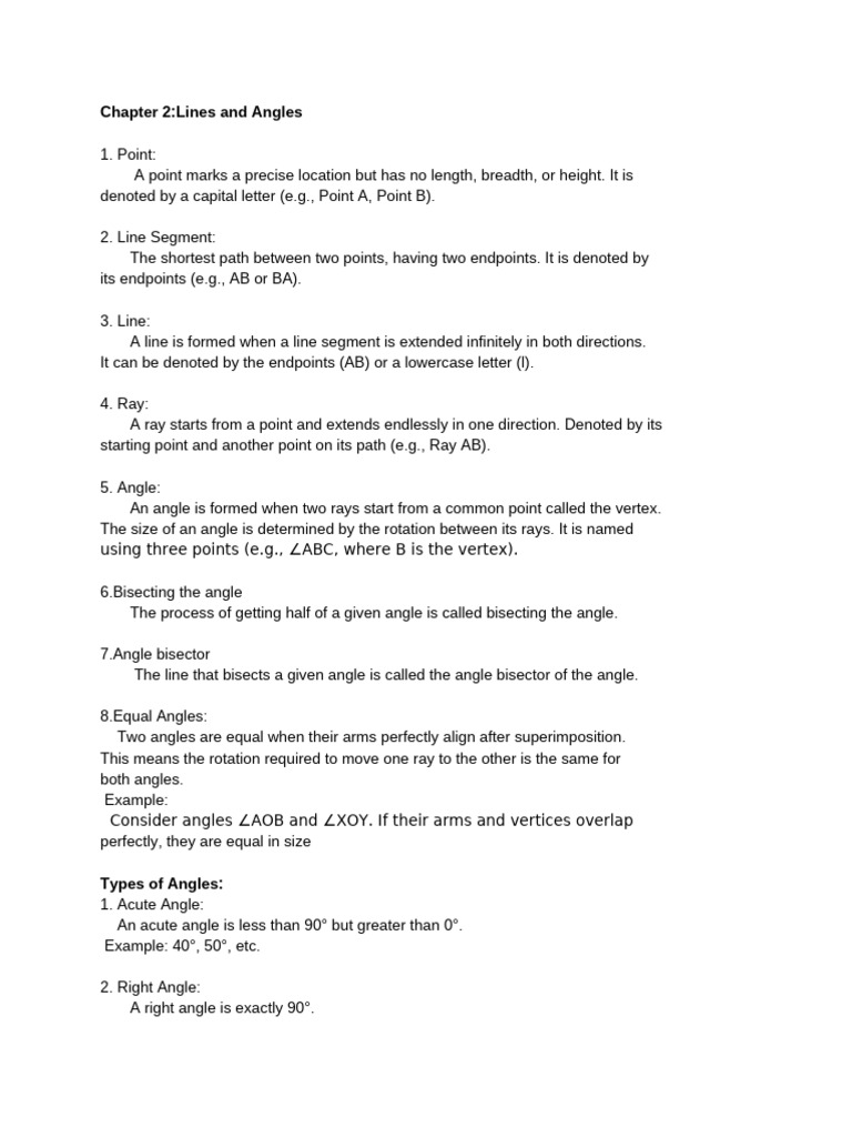 Angle Bisector and Line Definitions | PDF | Angle | Geometry