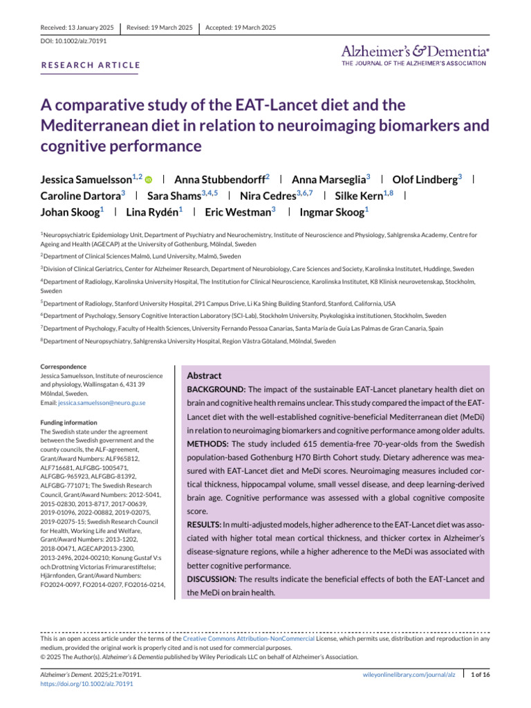 A Comparative Study of The EAT-Lancet Diet and The | PDF | Healthy Diet ...