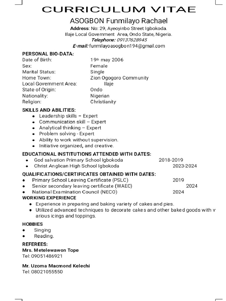 Asogbon Funmilayo CV - Phoenix | PDF