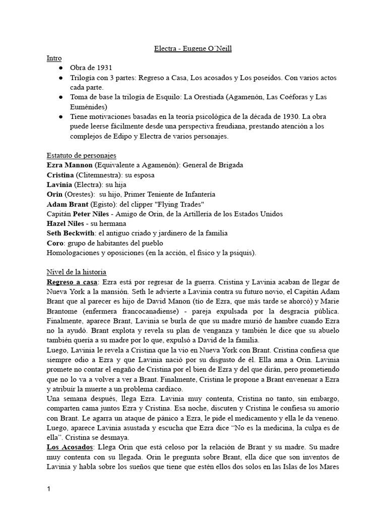 Electra O Neill | PDF | Oresteia