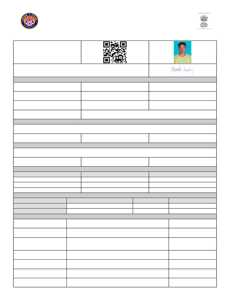 Assam Police Acknowledgement Form | PDF