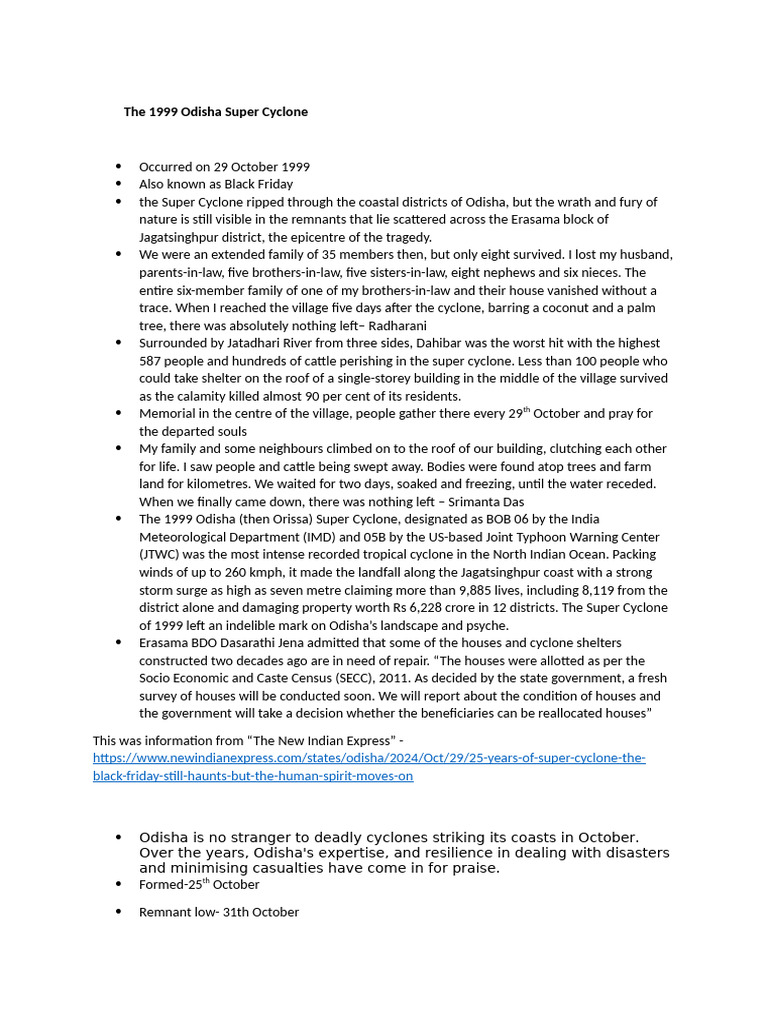 The 1999 Odisha Super Cyclone Revied | PDF | Tropical Cyclones | Flood