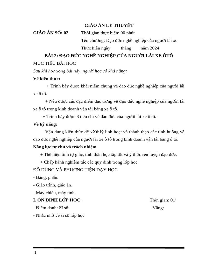 Dao Duc Nguoi Lai Xe o to - GA Lý Thuyết | PDF