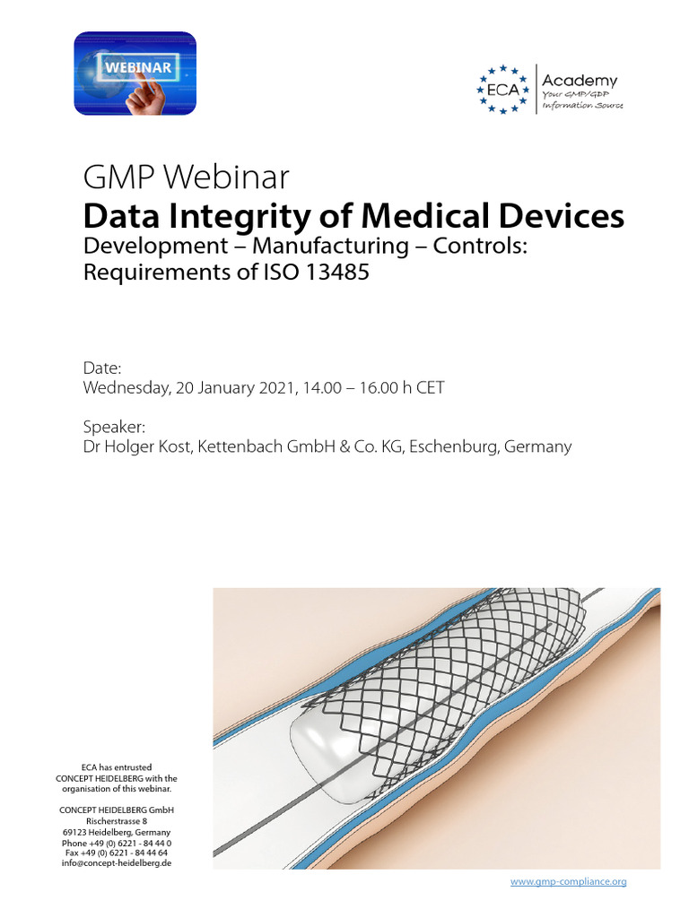 ECA Webinar Data Integrity Medical Devices | PDF | Medical Device