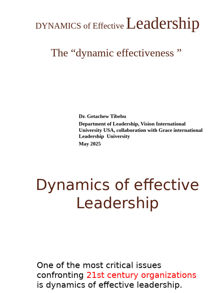 1 Dynamics of Effective Leadership - Final 2016 | PDF | Leadership ...