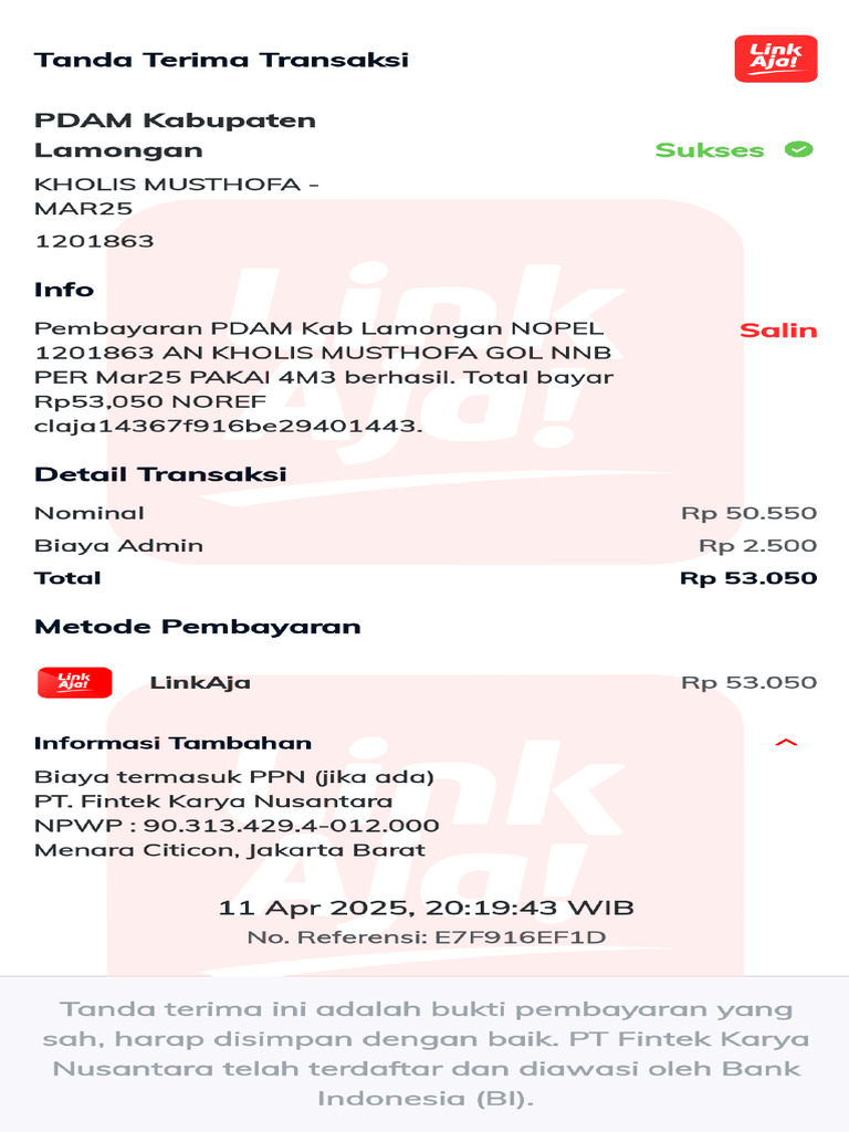 LinkAja RECEIPT 20250528 202502 20250528 202502 | PDF