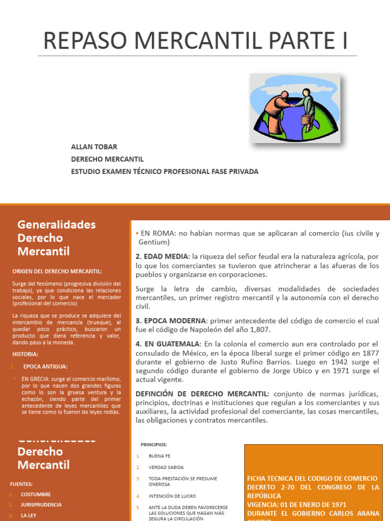 Repaso Intensivo Parte I Mercantil | PDF | Sociedad de responsabilidad limitada | Comercio