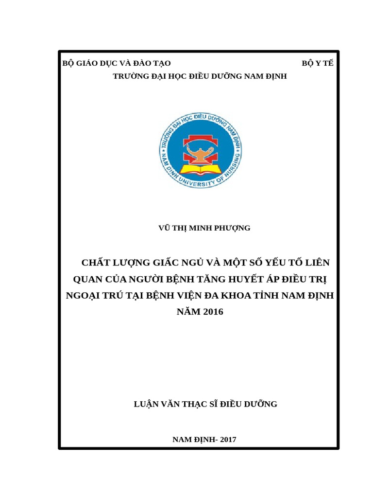 (123doc) Luan Van Chat Luong Giac Ngu Benh Nhan Tang Huyet AP Benh Vien Da Khoa Nam Dinh | PDF