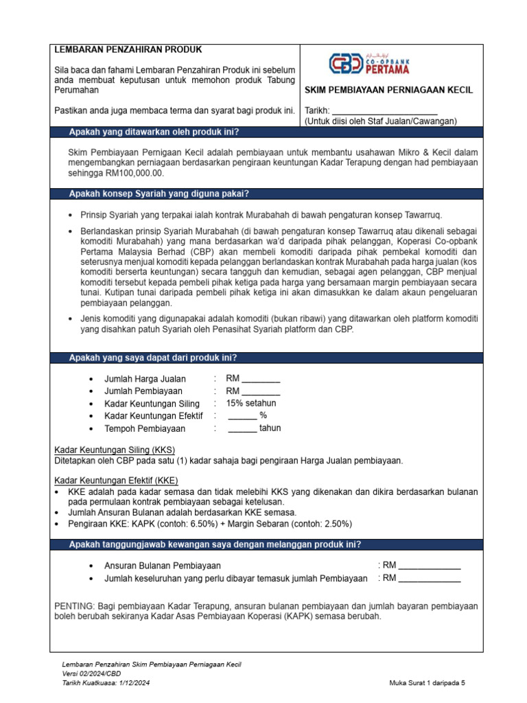 Lembaran Penzahiran Produk SBF V2 | PDF