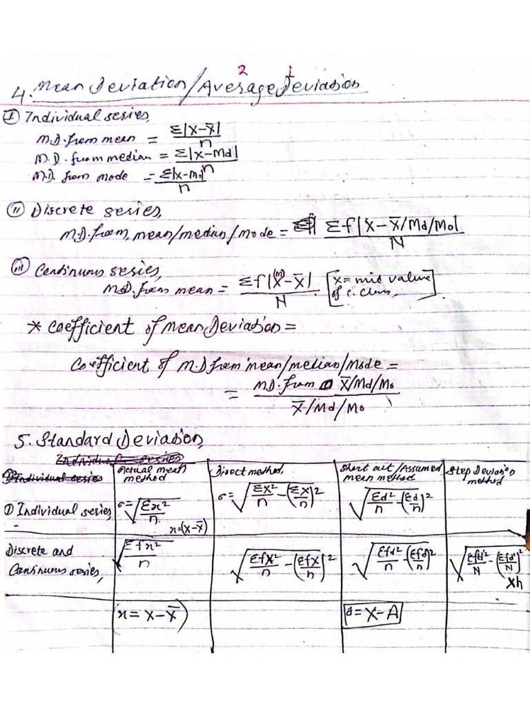 Mean Deviation and Average Deviation | PDF