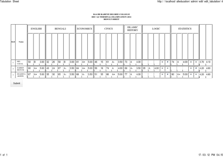 RAGIB RABEYE COLLEGE HSC Exam Results | PDF