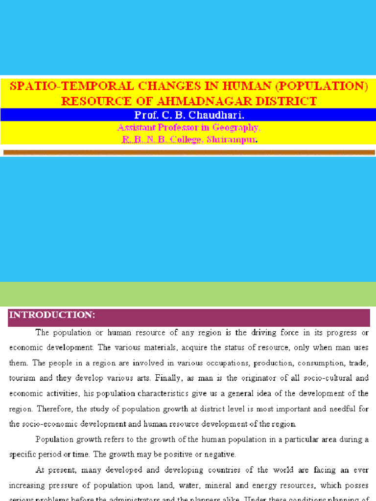 Spatio-Temporal Changes in Human (Population) Resource of Ahmadnagar ...