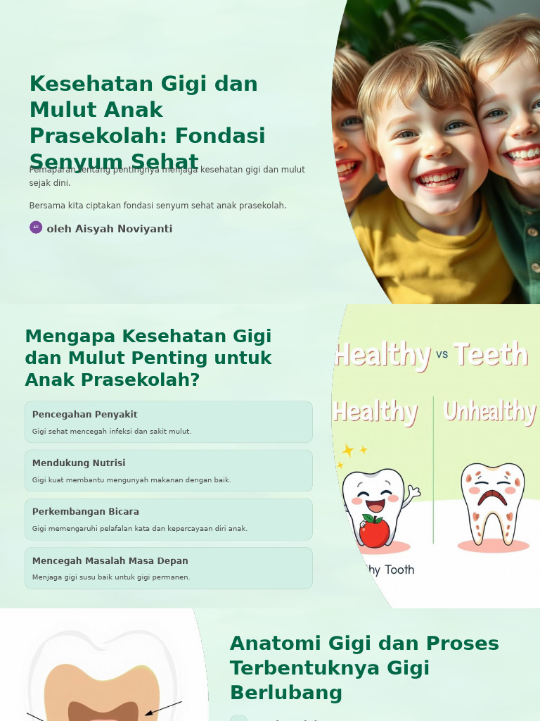 Kesehatan Gigi Dan Mulut Anak Prasekolah Fondasi Senyum Sehat Salinan | PDF
