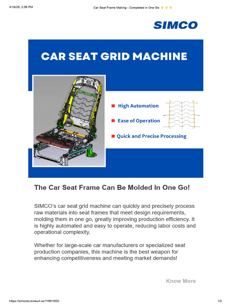 Car Seat Frame Making - Completed in One Go | PDF
