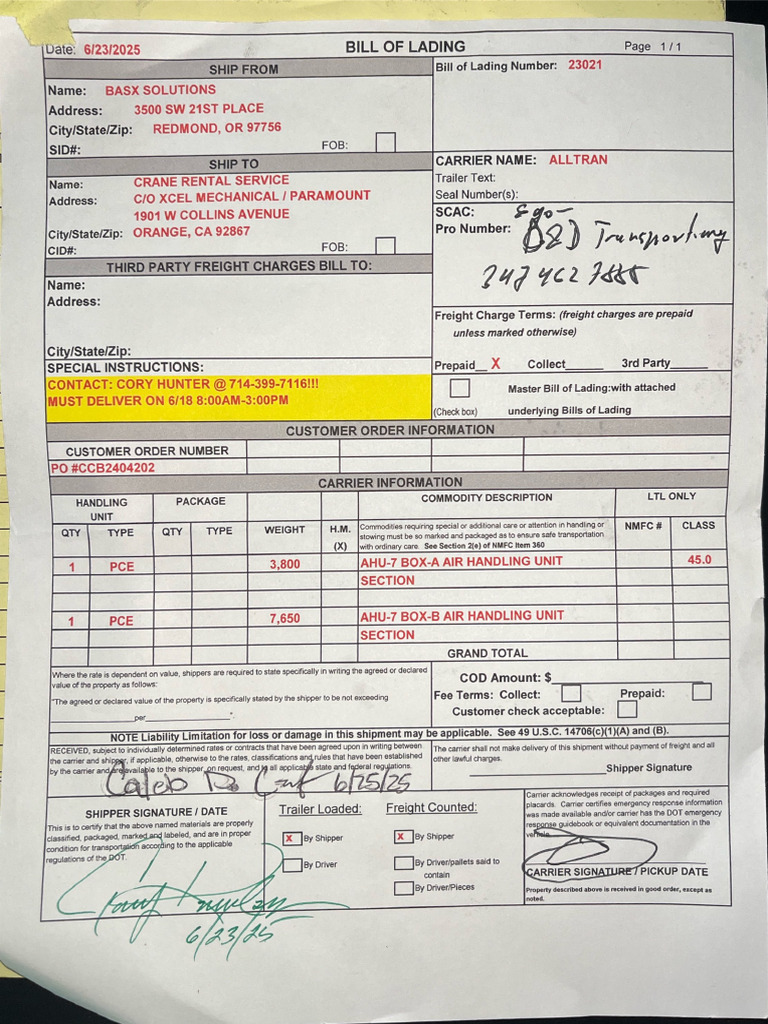 BOL's Week 6.24.25 To 6.31.25 | PDF | Cargo | Bill Of Lading