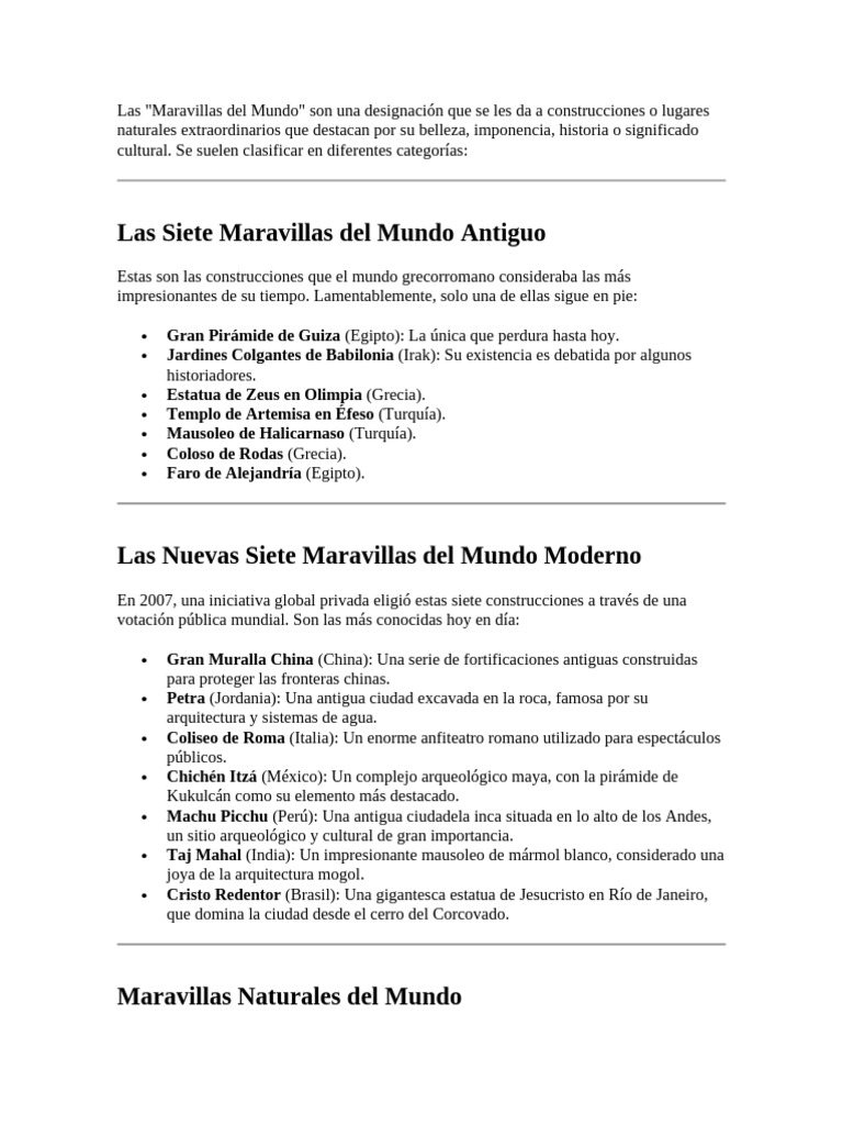Maravillas del Mundo: Antiguas y Modernas | PDF