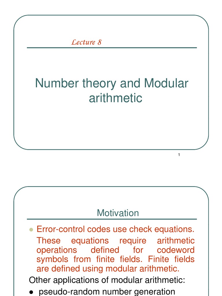 Number Theory and Modular Arithmetic Arithmetic | PDF | Group ...
