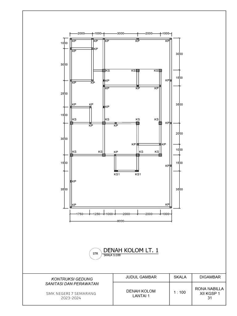 Denah Kolom Lt1-Rona | PDF