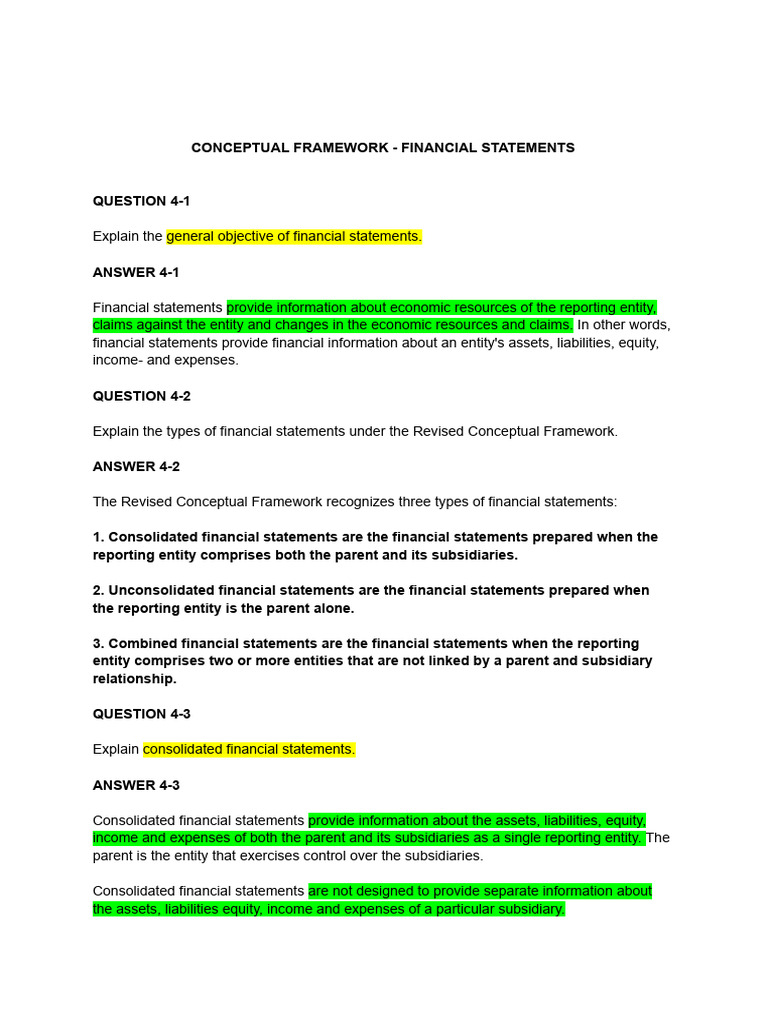 Financial Statements Conceptual Framework | PDF | Going Concern ...