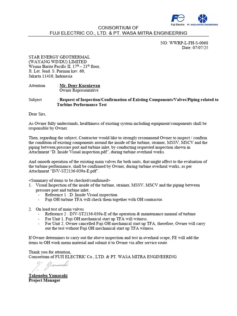 WWRP-L-FH-S-0068 - Request of Inspection & Confirmation of Existing ...