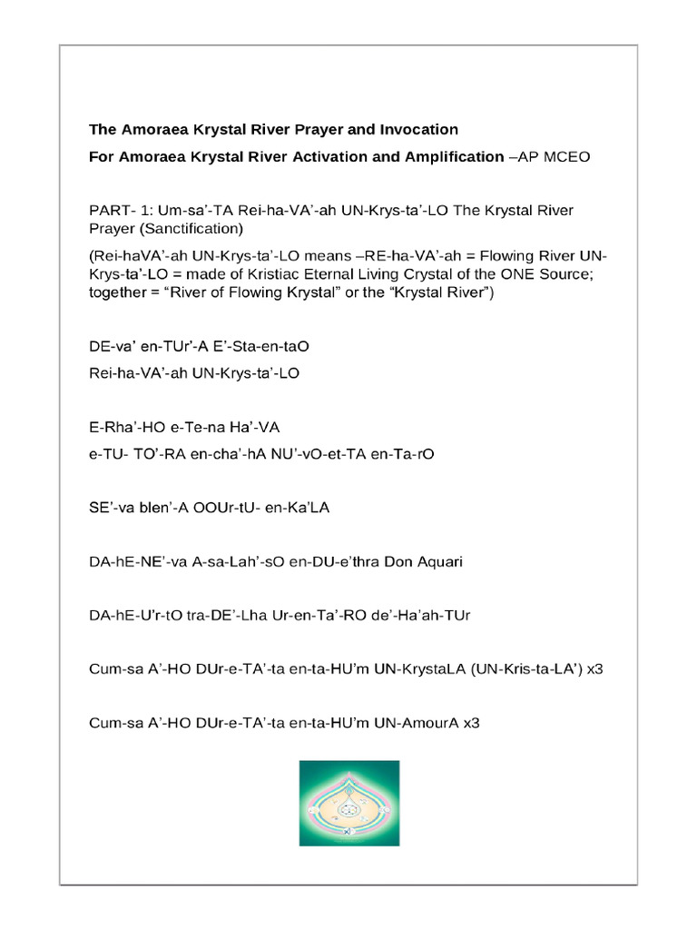 Amoraea Krystal River Prayer Final | PDF