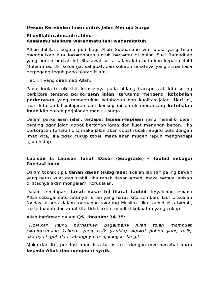 Ketebalan Iman Menuju Surga dalam Islam | PDF