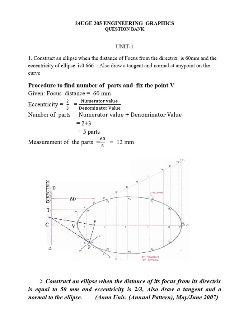 Engineering Graphics Question Bank | PDF | Ellipse | Geometry