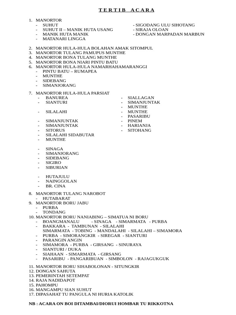 Rangkaian Acara Manortor Tradisional | PDF