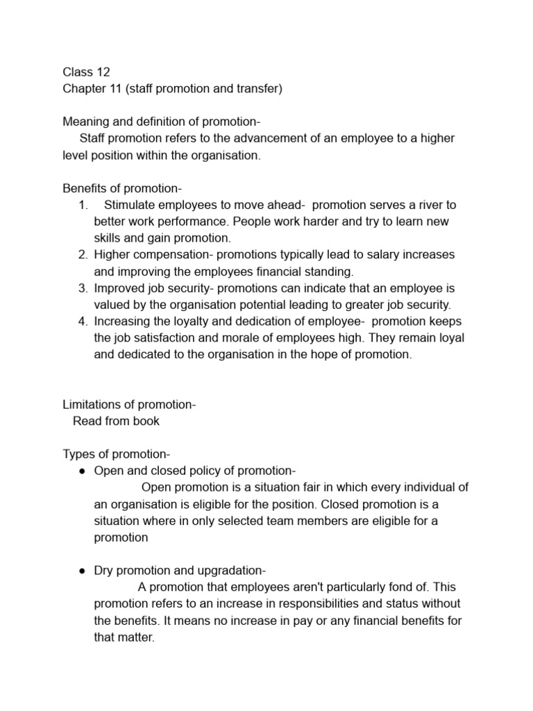 BST - Chapter-11 (Staff Promotion and Staff Transfer) | PDF ...