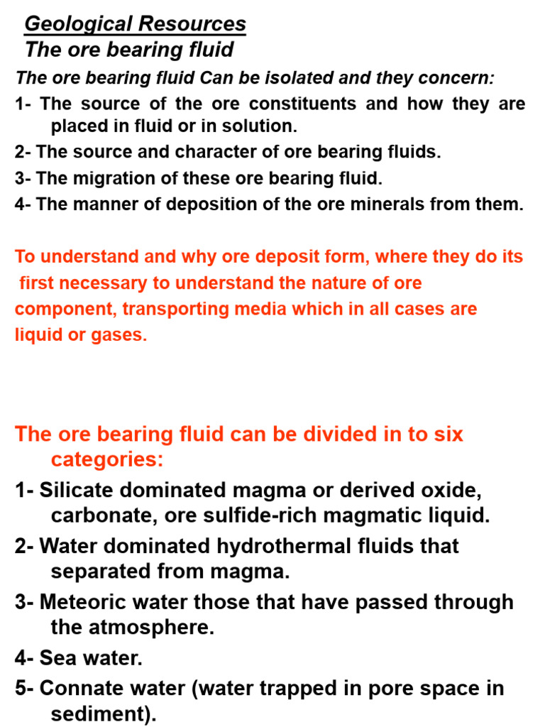 A. Sources of Ore Bearing Fluids | PDF | Magma | Rock (Geology)