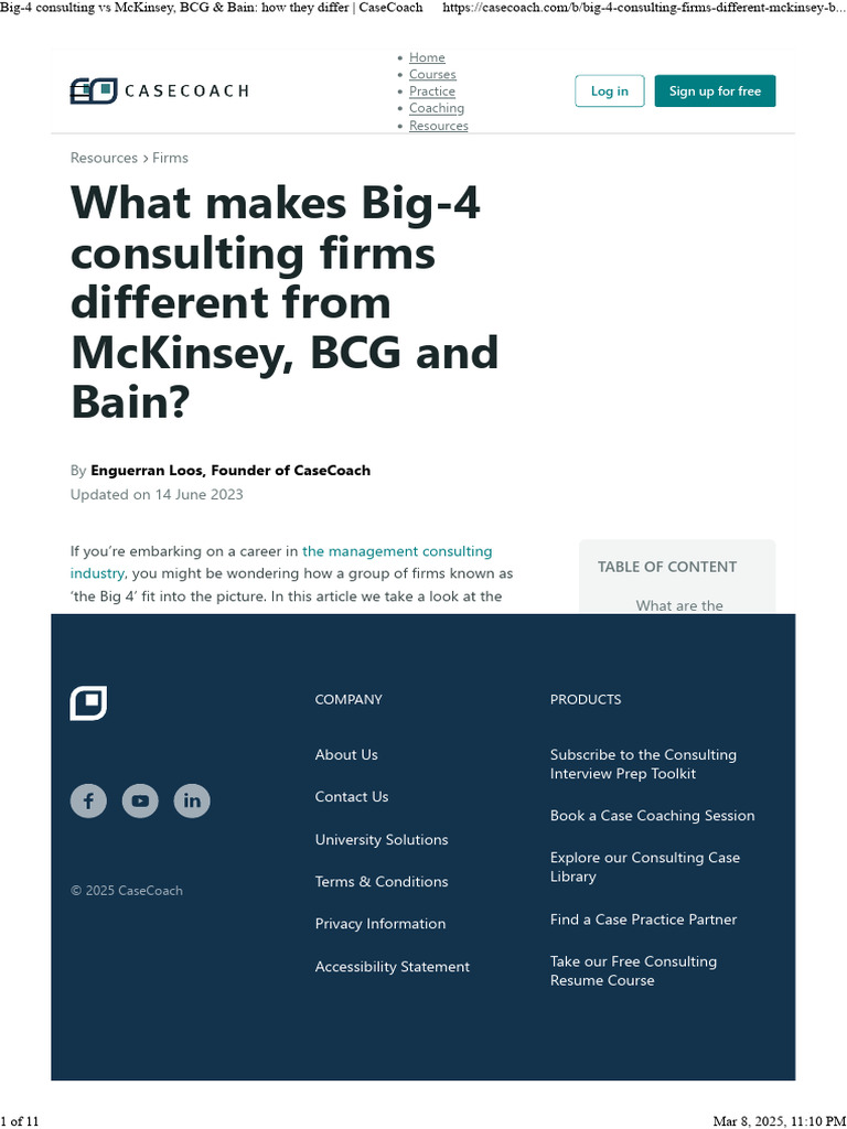 Big 4 vs MBB: Key Differences Explained | PDF | Business