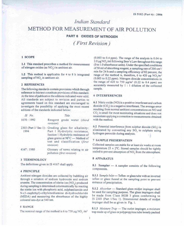 NOx Method Is 5182 Part 6 | PDF